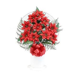 Memorial Christmas Poinsettia Arrangement in Large, White Cemetery Hoop ...