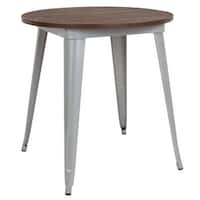 26" Round Metal Indoor Table with Rustic Wood Top - 26"W x 26"D x 30.5 ...