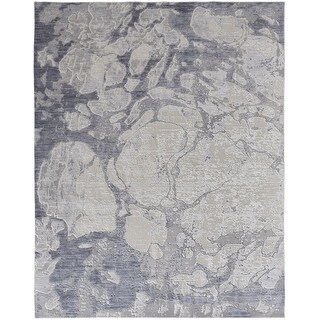 12' X 15' Ivory And Blue Abstract Power Loom Distressed Area Rug - 3'6 ...