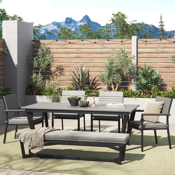 Corvus Orville 6-piece Aluminum Outdoor Dining Set with WPC Table Top ...