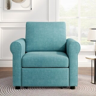 3-in-1 Convertible Accent Chair Adjust Backrest Single Sofa Bed, Teal ...