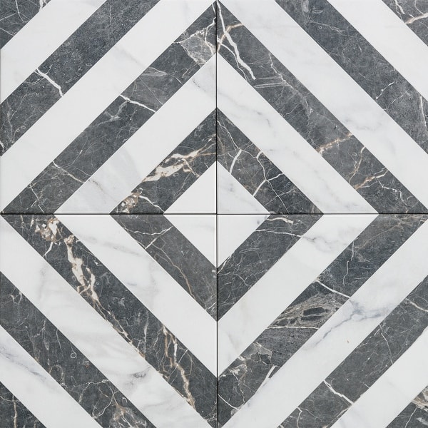 dark grey patterned tiles