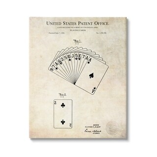 Stupell Vintage Playing Cards Patent Diagram Blueprint Text Canvas Wall ...