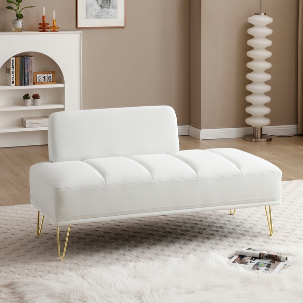 56.3 Modern End of Bed Bench Velvet Fabric Upholstered 2 Seater Sofa Couch Entryway Ottoman Bench Fuzzy Sofa Stool Footrest On Sale Bed Bath Beyond 40811779