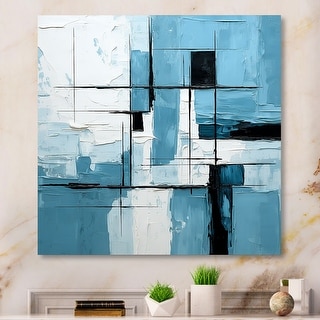 Designart "Cubic Blue And White Windows To The Ocean" Abstract Wall Art ...