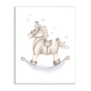 Stupell Gentle Rocking Horse Blue Stars Nursery Playroom Wood Wall Art ...