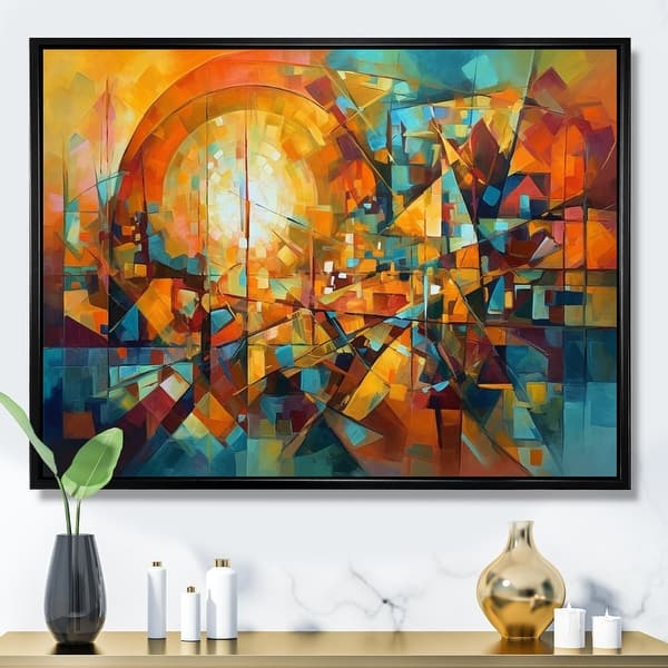 Designart "Abstracting The Cubist Form I" Abstract Cubism Framed Canvas ...