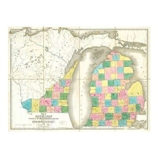 Map Of Michigan And Part Of Wisconsin Territory 1839 Poster Print By ...