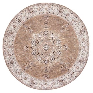 Olive Caramel Brown Traditional Medallion Round Rug - Bed Bath & Beyond ...