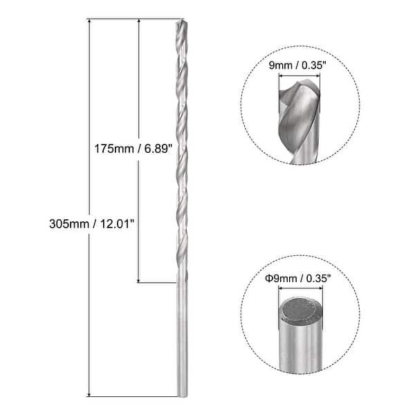 9mm Twist Drill Bits, High-Speed Steel Extra Long Drill Bit 305mm ...