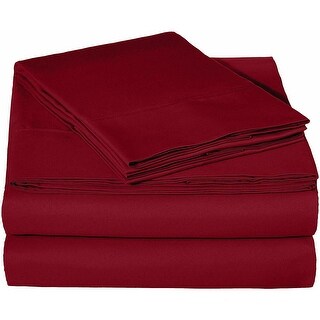 400 Thread Count Linens 4-Piece Set 100% Cotton Twin Bed Sheet Burgundy ...
