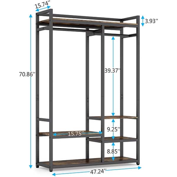 Tribesigns Free-Standing Closet Organizer, Double Rod Garment Racks ...