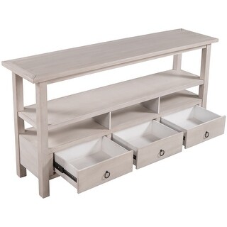 Solid Console Table Double-Storey Tabletop with Three Drawers - Bed ...