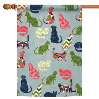 Pink and Green Cats Outdoor House Flag 40" x 28" - Bed Bath & Beyond ...