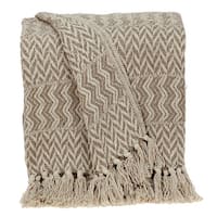Multi Beige Herringbone Woven Handloom Throw - Bed Bath & Beyond - 36297374