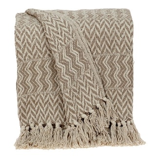 Multi Beige Herringbone Woven Handloom Throw - Bed Bath & Beyond - 36297374