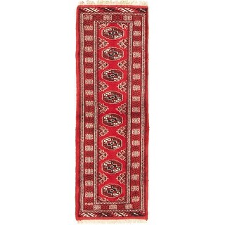 ECARPETGALLERY Hand-knotted Turkman Red Wool Rug - 2'0 x 6'3 - Bed Bath ...