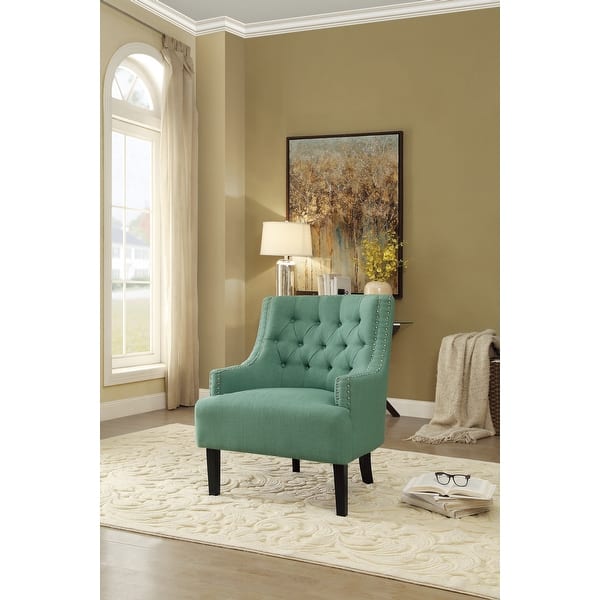Modern Traditional Accent Chair Button Tufted Textured Fabric ...