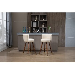 Set of 2 Counter Height Bar Stools with Solid Wood Legs, Fabric with a ...