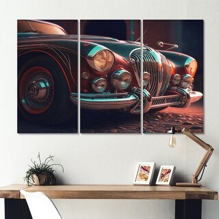 Designart "Beautiful Vintage Car In Retro Colors II" Retro Car Canvas ...