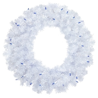 Pre-Lit Woodbury White Pine Artificial Christmas Wreath 24-Inch - Bed ...