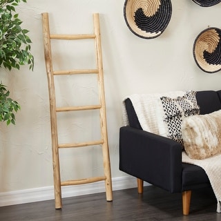 Cream Teak Wood Handmade 5 Rack Partition Ladder - Bed Bath & Beyond ...