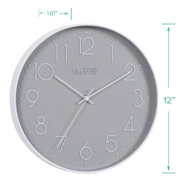La Crosse Clock Co. 12-Inch Gray Quartz Analog Wall Clock - Bed Bath ...