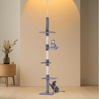 Adjustable Vertical Cat Tree with Anti-Tip Design, Multiple Tiers, and ...
