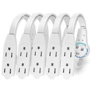 5 Pcs 1 Ft 360° Rotating Flat Plug Extension Cord/Wire, 16 AWG Multi 3 ...