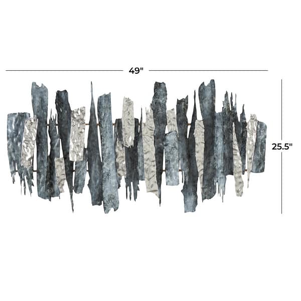 Blue Metal Layered Abstract Home Wall Decor with Silver Accents - Bed ...