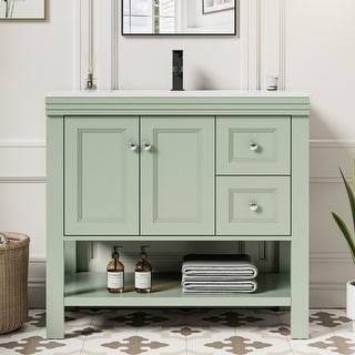 36"/48" Open Shelf Bathroom Vanity with Drop in Sink Drawer - Bed Bath ...