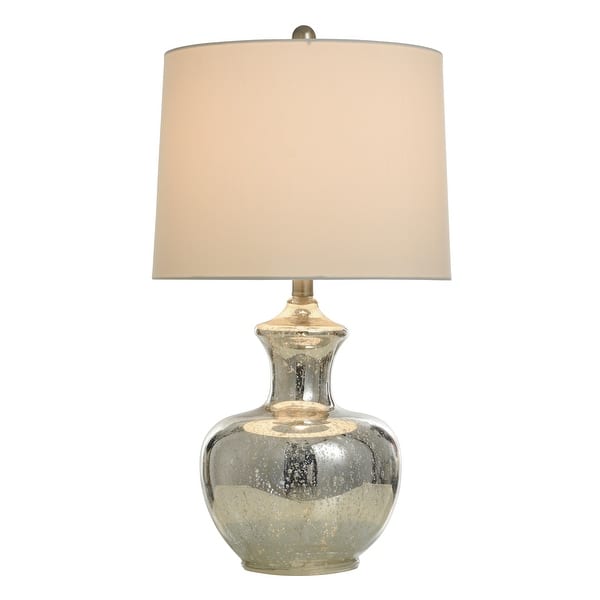 StyleCraft Mercury Glass Silver Mercury Table Lamp - Off White Shade ...
