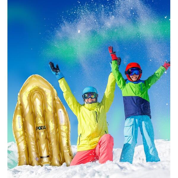POZA Inflatable Snow Boogie Sled Set of 3 with Handles and Snowflakes ...