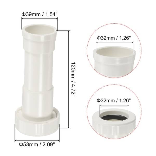 Plastic Flanged Tailpiece Direct Connect Tube for Kitchen Drain - White ...