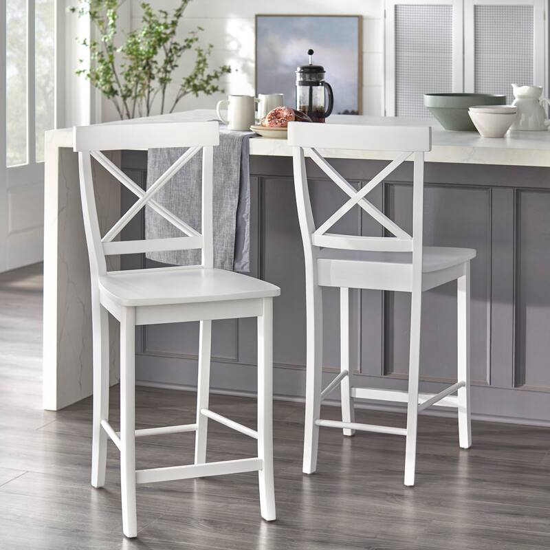 Simple Living Albury Solid Wood Counter Height Stools (Set of 2) - On ...