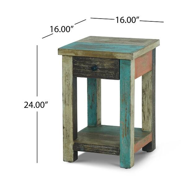 Meader Mango Wood Handmade Distressed Large Side Table by Christopher ...