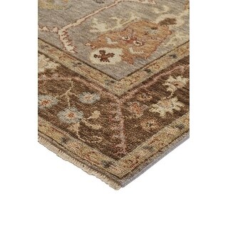 2' X 3' Gray Brown And Gold Wool Floral Hand Knotted Stain Resistant ...
