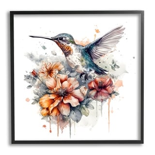 Stupell Hummingbird & Hibiscus Flower Framed Giclee Art Design by LSR ...