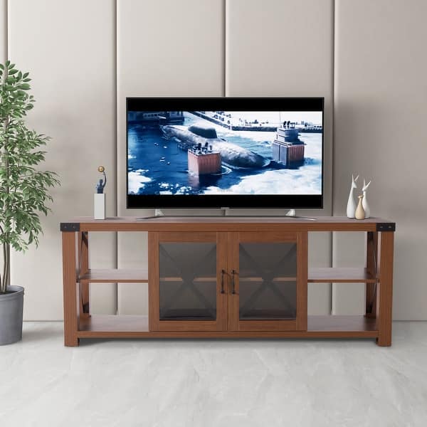 Modern TV Stand Media Entertainment Console TV Cabinet with 4 Open ...