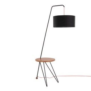 Stork-Robyn Mid-Century Modern Floor Lamp in Black Metal with Walnut ...