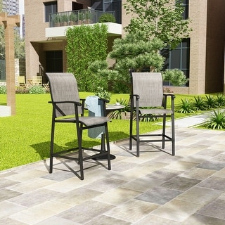 2 Pieces Outdoor Counter Height Bar Stools Patio Furniture - Bed Bath ...