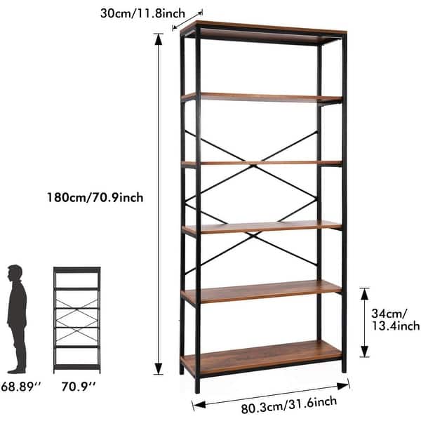 Solid Open Book Shelves, 71 Tall Modern Bookshelf 6 Foot, Free Standing ...
