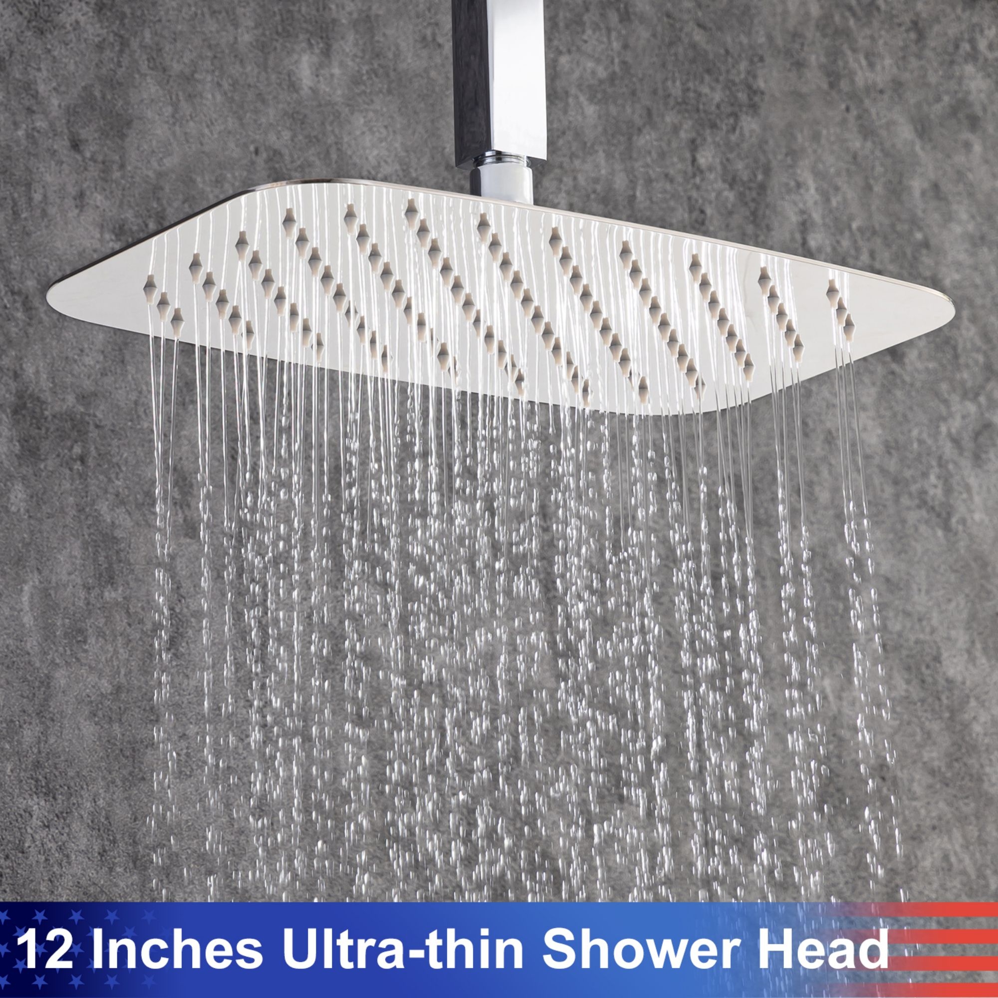 Rainlex Ceiling Mounted Dual Functions 12 Rainfall Shower Head Chrome