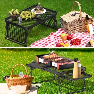 Portable Picnic Table With Wing Panels and Adjustable Height - Bed Bath ...
