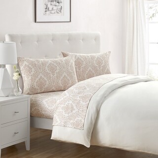 Tahari Home Damask Triple Brushed Cotton Flannel Bed Sheet Set - On ...