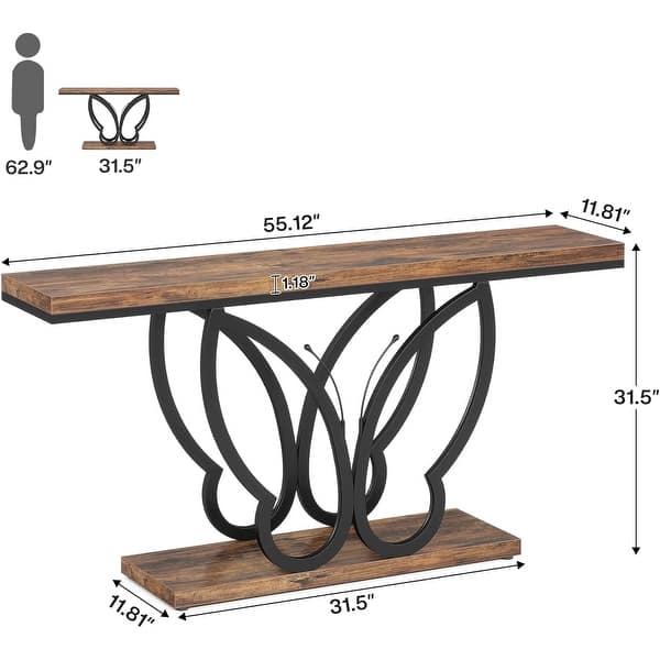 55-Inch Rustic Console Table with Butterfly Metal Frame - Bed Bath ...