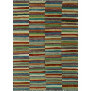 Hand-Woven Winchester Kilim Brenda Rust/Purple Rug - 4'10" x 6'6" - Bed ...
