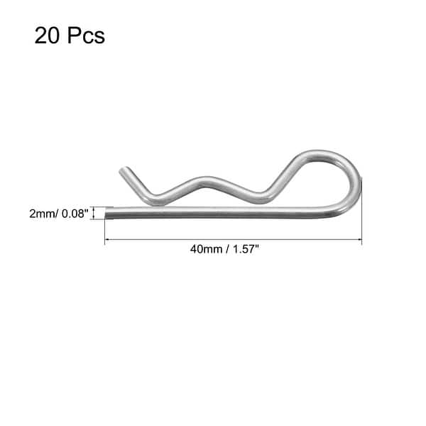 2mm x 40mm Carbon Steel R Shaped Spring Cotter Clip Pin Fastener 20Pcs ...
