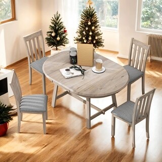 5-Piece Extendable Dining Table Set With 4 Dining Chairs for Home - Bed ...