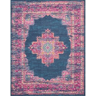 8' x 10' Blue and Pink Medallion Area Rug - 3'6" - Bed Bath & Beyond ...